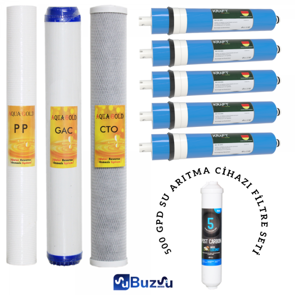 20 inc 500 GPD Endüstriyel Su Arıtma Cihazı Filtre Seti